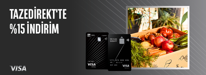 TEB Yıldız Signature Card ve TEB Özel Infinite Card'a Özel Tazedirekt'te %15 İndirim Ayrıcalığı